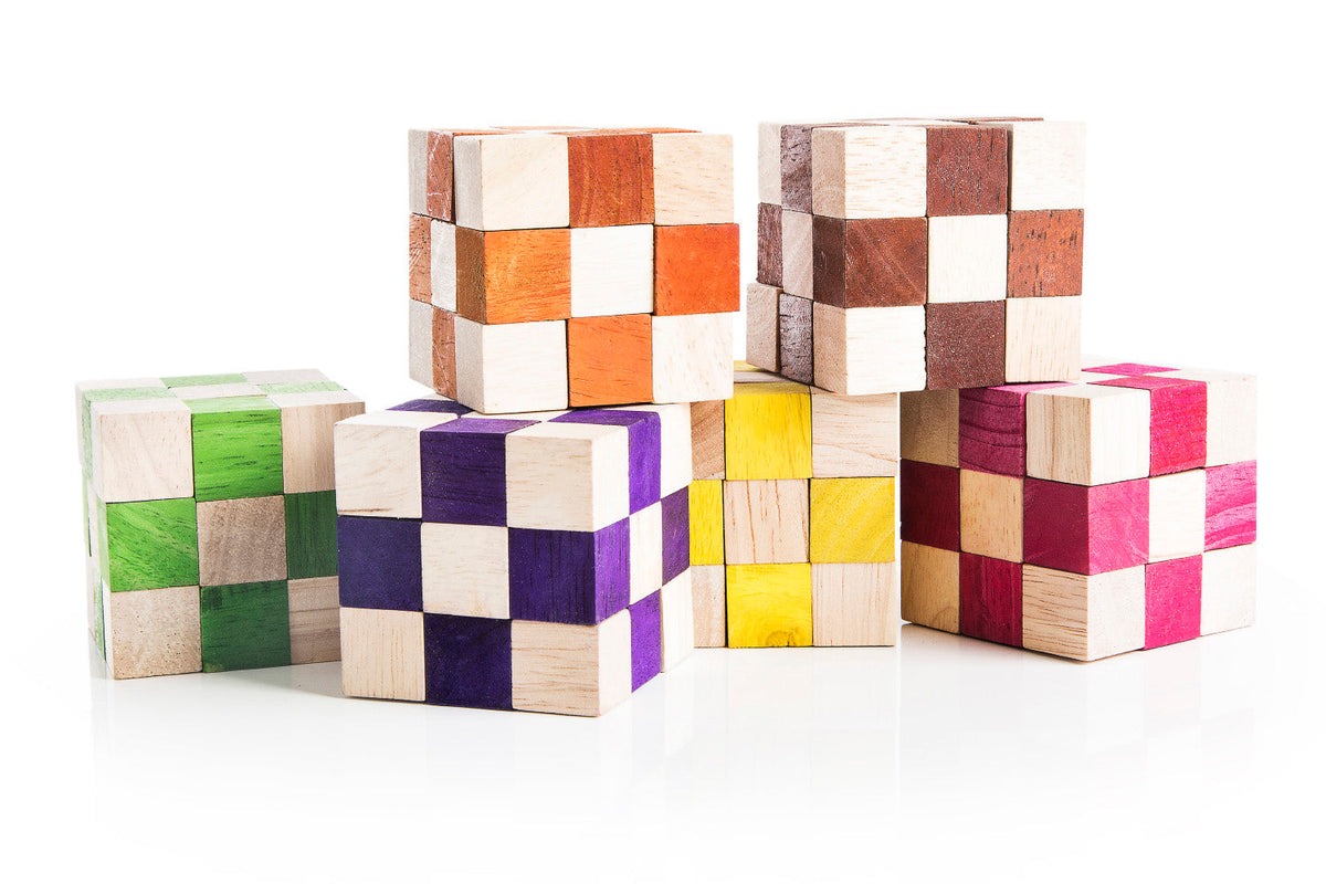 Wooden Snake Cubes – Unique Brain Teasers for All Ages – Kubiya Games
